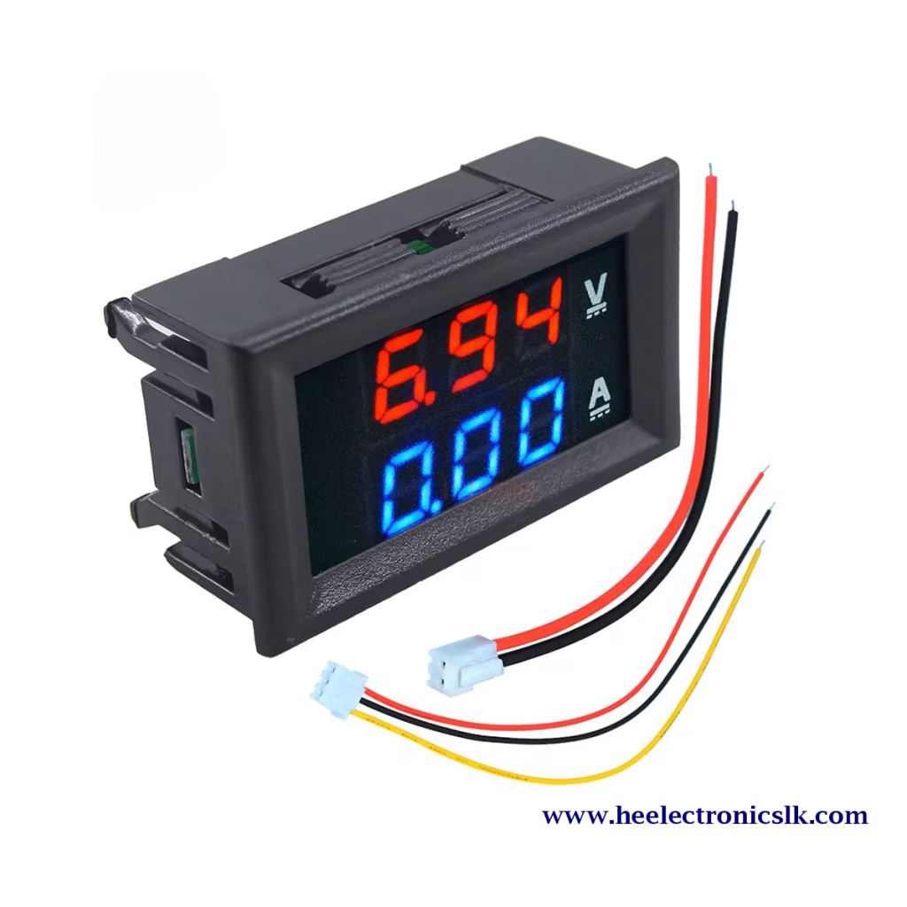 Mini Digital Voltmeter DC 100V 10A 0.28 inch Panel | H&E Electronics