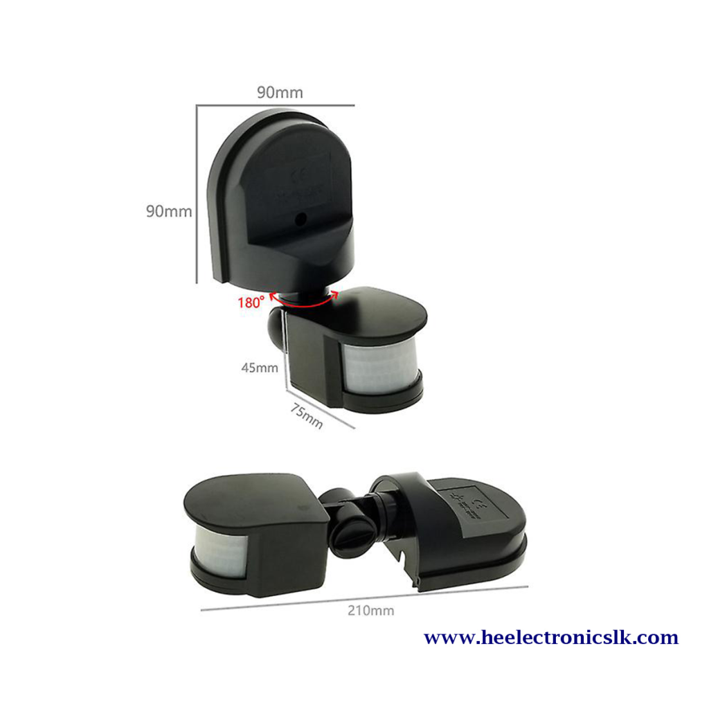 Outdoor Pir Motion Sensor Black AC 110V-230V | H&E Electronics